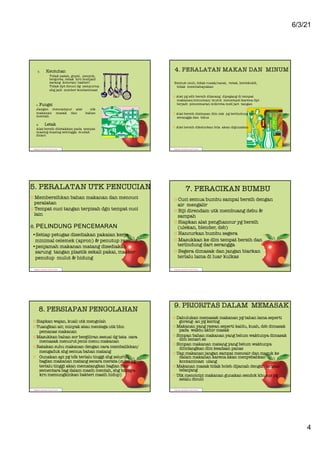 Hygiene (Kebersihan dan Sanitasi Pewadahan Makanan) | PDF