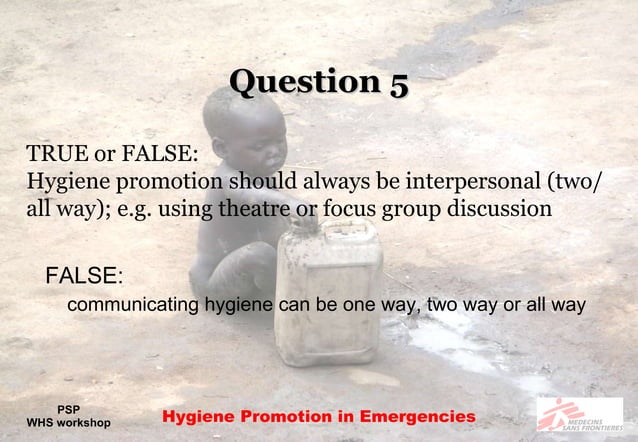 Hygiene Promotion In Emergencies | PPS