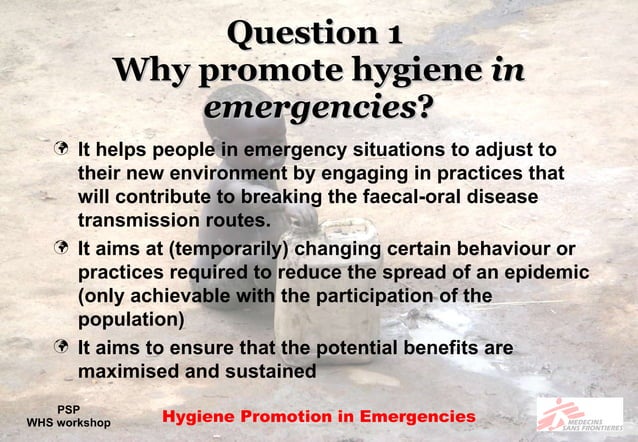 Hygiene Promotion In Emergencies | PPS