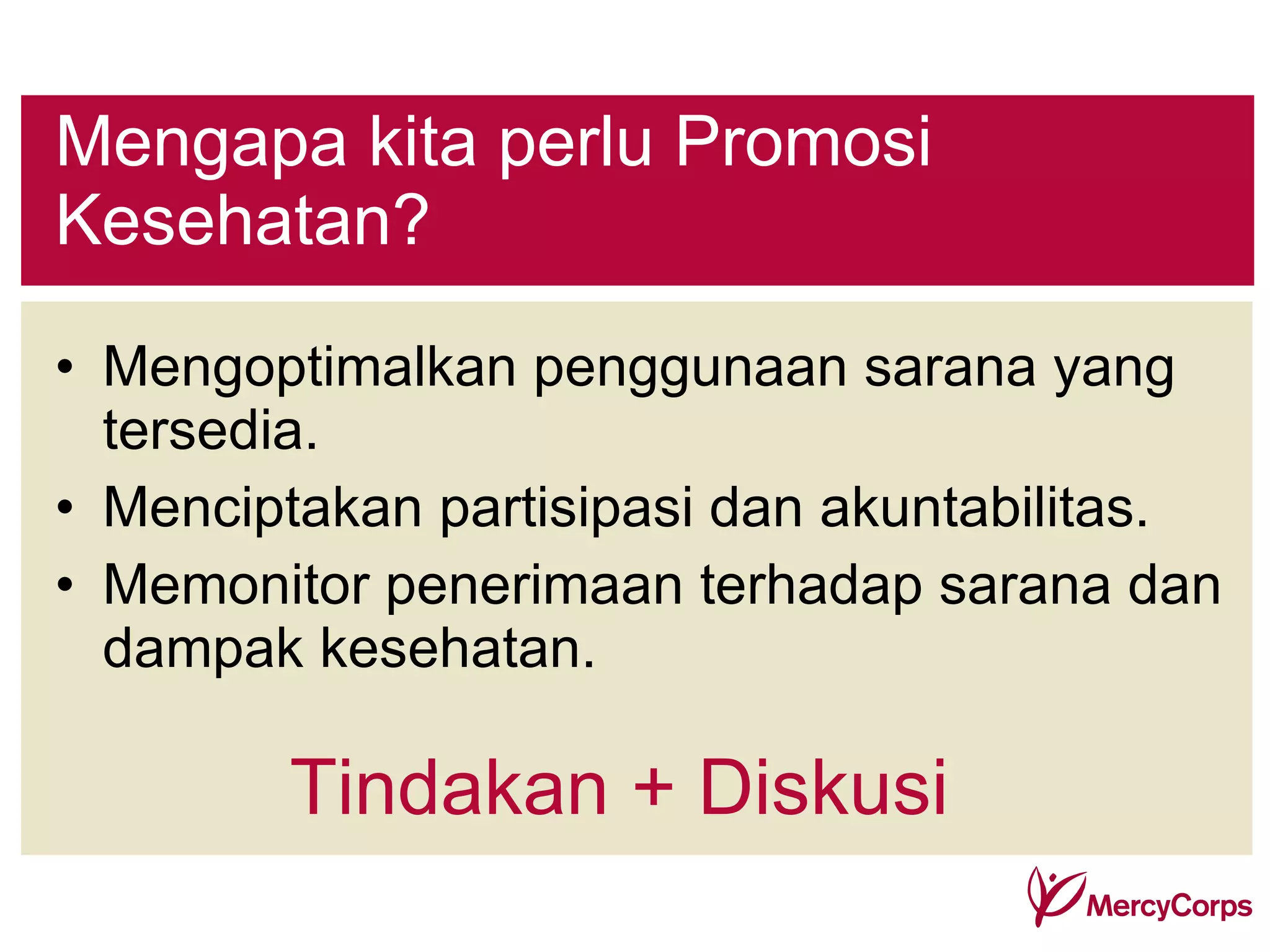 Hygiene promotion in emergencies mentawai | PPT