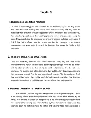 Food Establishment Hygiene and Sanitation Practices | DOCX