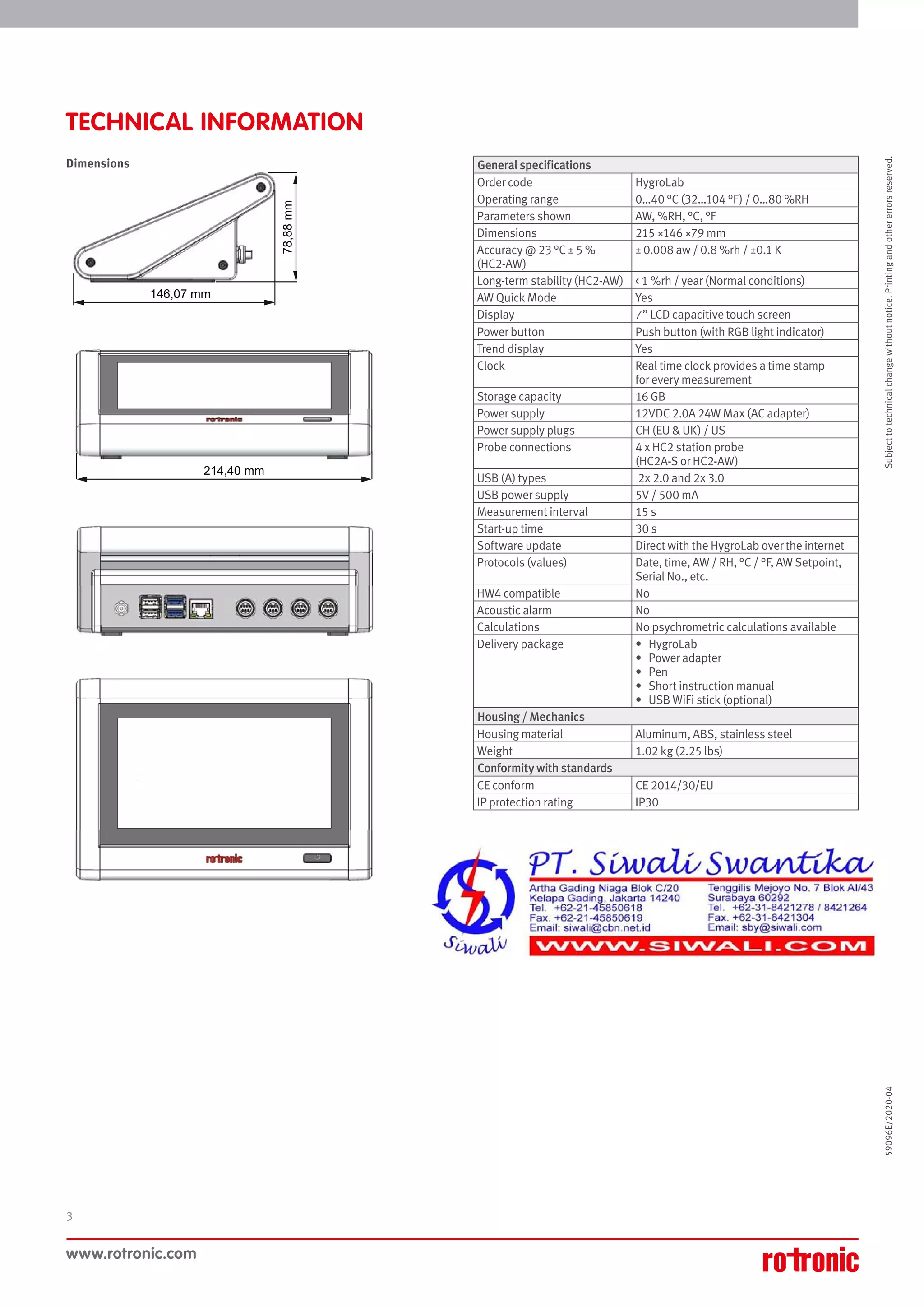 Brosur Rotronic HygroLab - Water Activity | PDF