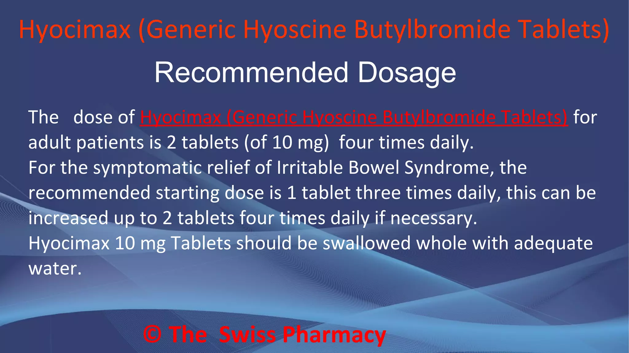 Hyocimax (Generic Hyoscine Butylbromide Tablets) | PDF