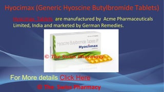 Hyocimax (Generic Hyoscine Butylbromide Tablets) | PDF