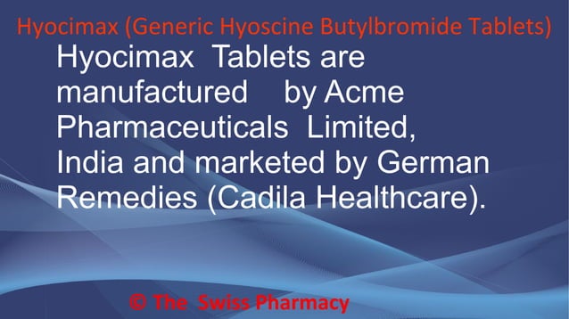 Hyocimax (Generic Hyoscine Butylbromide Tablets) | PDF