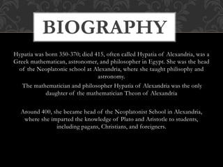 Mathematics And Astronomy Hypatia