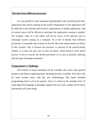 Hyper threading technology | PDF | Operating Systems | Computer Software and Applications