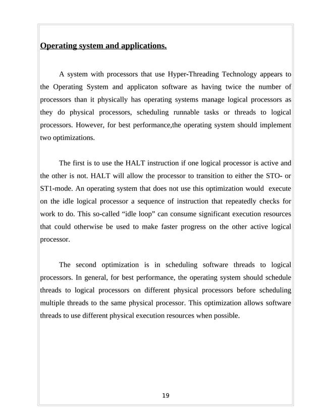 Hyper threading technology | PDF | Operating Systems | Computer Software and Applications