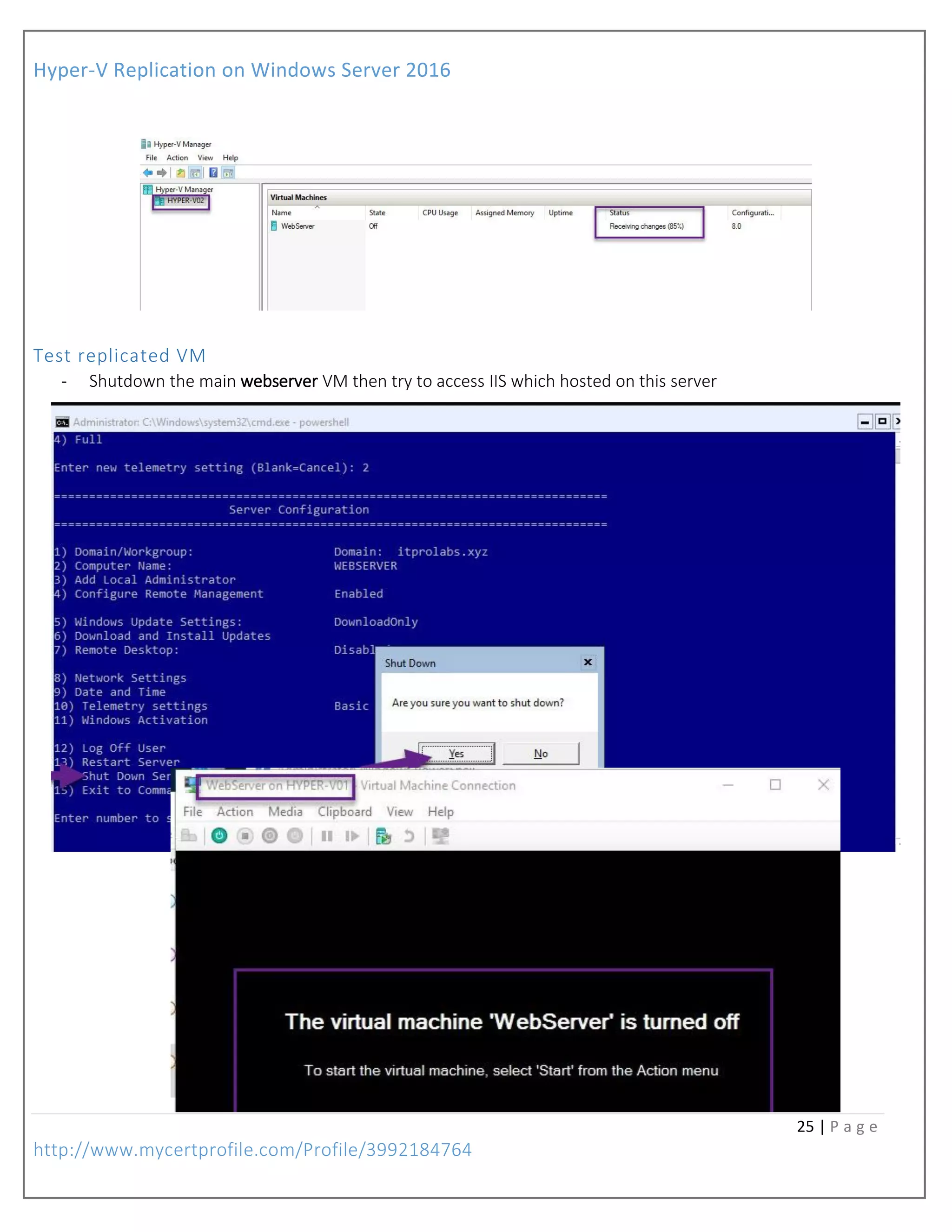 Hyper v replication on windows server 2016 step by step | PDF