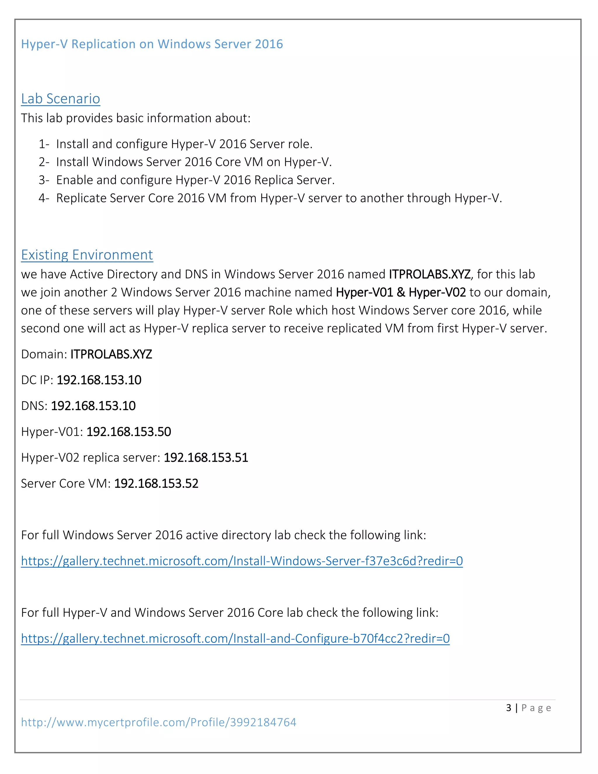 Hyper v replication on windows server 2016 step by step | PDF