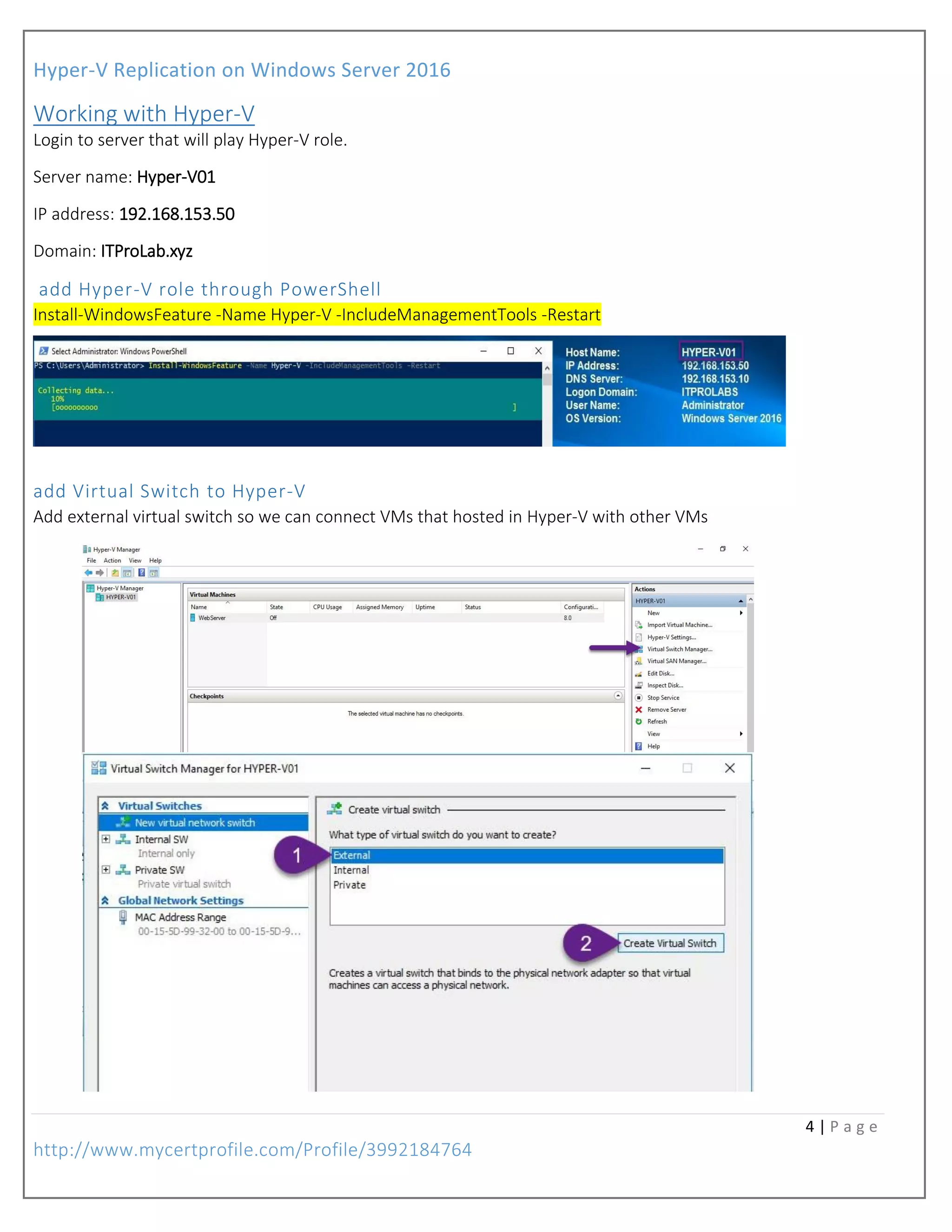 Hyper v replication on windows server 2016 step by step | PDF