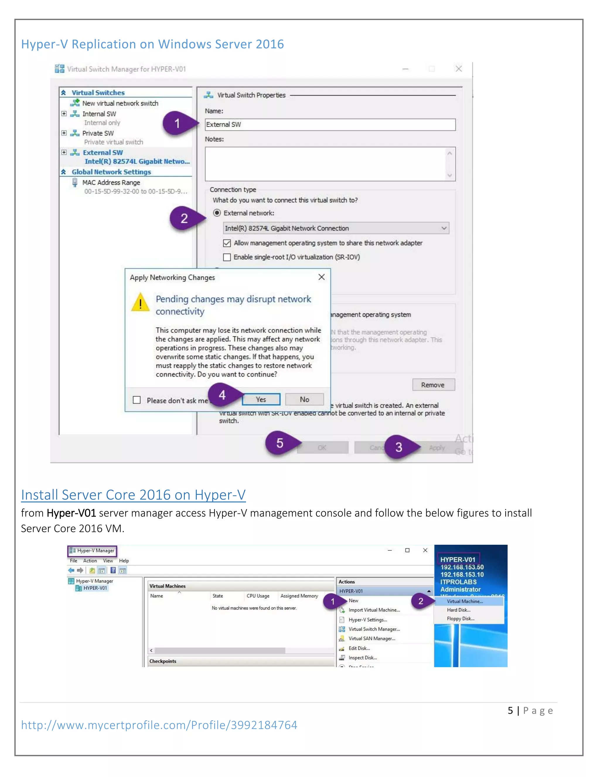 Hyper v replication on windows server 2016 step by step | PDF