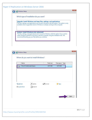 Hyper v replication on windows server 2016 step by step | PDF