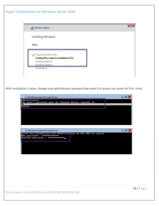 Hyper v replication on windows server 2016 step by step | PDF