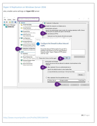 Hyper v replication on windows server 2016 step by step | PDF