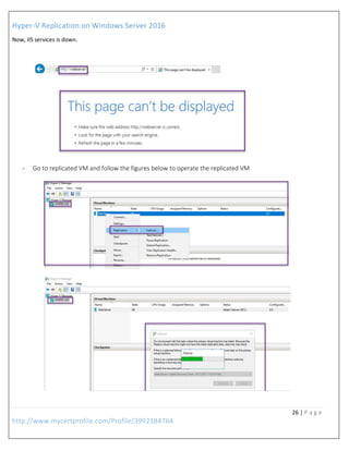 Hyper v replication on windows server 2016 step by step | PDF