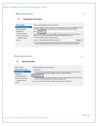 Hyper v replication on windows server 2016 step by step | PDF