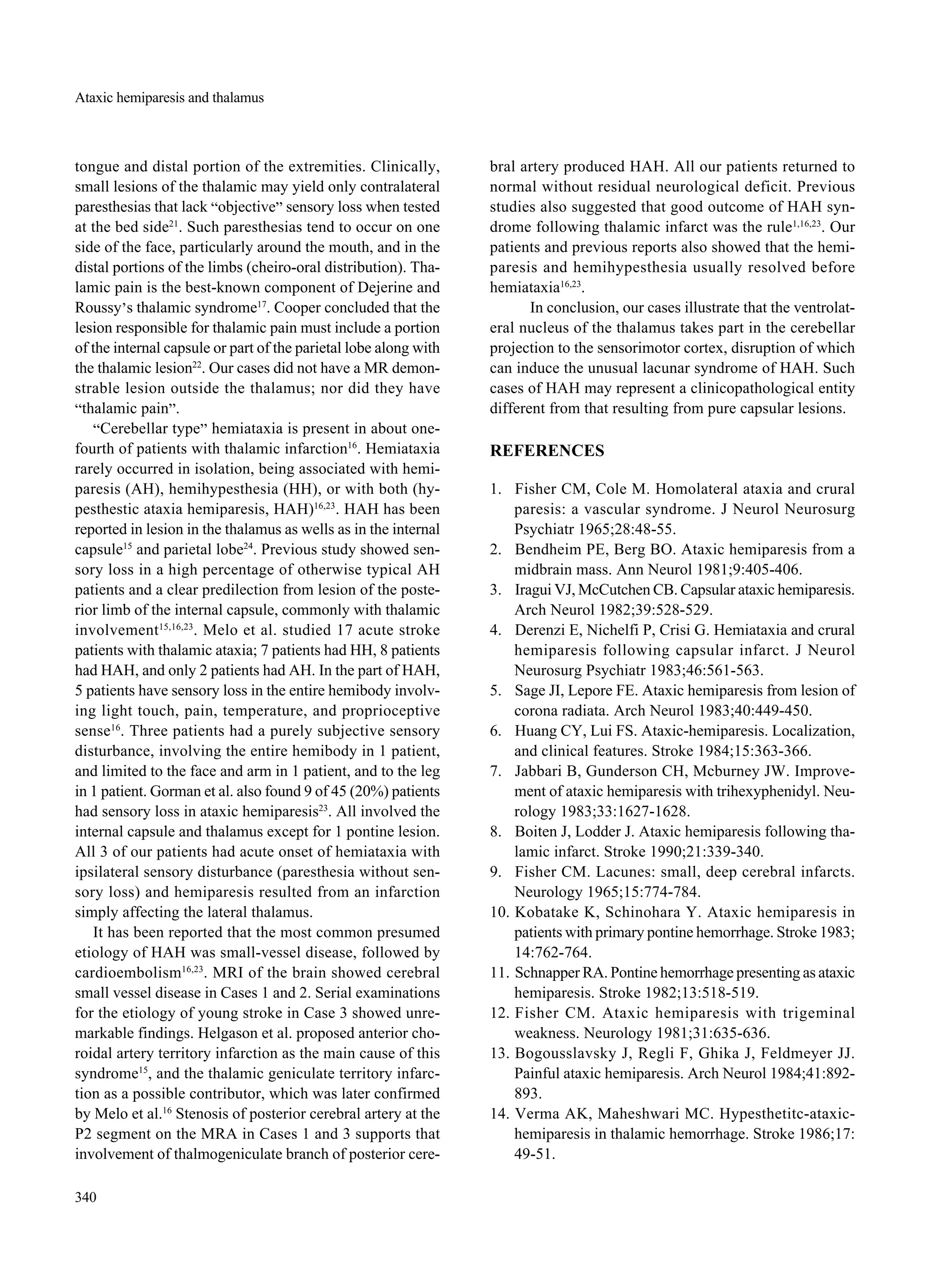 Hyperasthetic ataxic syn aftr thal infarct | PDF