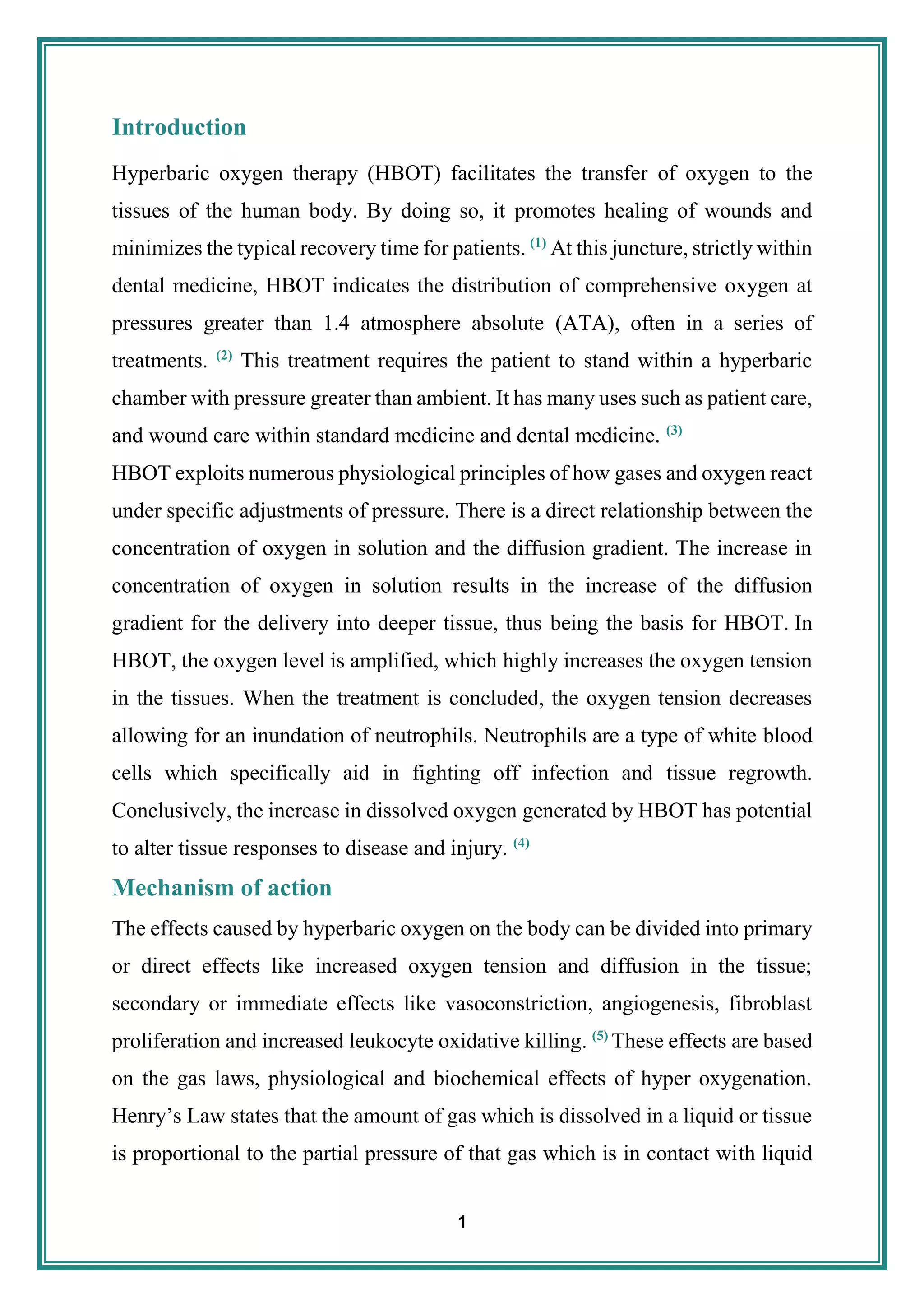 Hyperbaric oxygen therapy (HBOT) | PDF | First Aid | Injuries