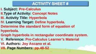 I. Subject: Pre-Calculus II.Type of Activity: Concept Notes III ...