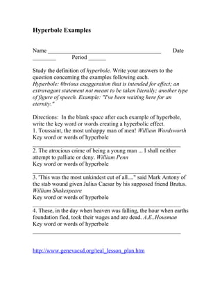 Hyperbole examples | DOC