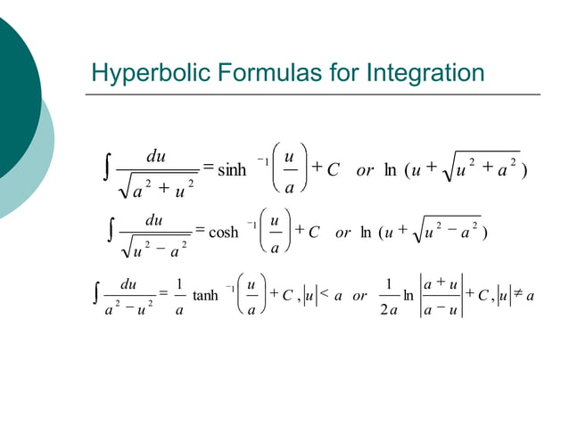 Hyperbolic functions dfs | PPTX | Physics | Science