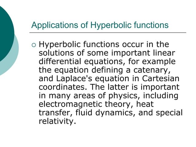 Hyperbolic functions dfs | PPTX | Physics | Science