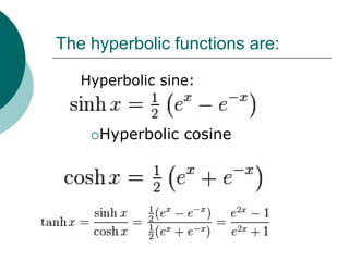 Hyperbolic functions dfs | PPTX
