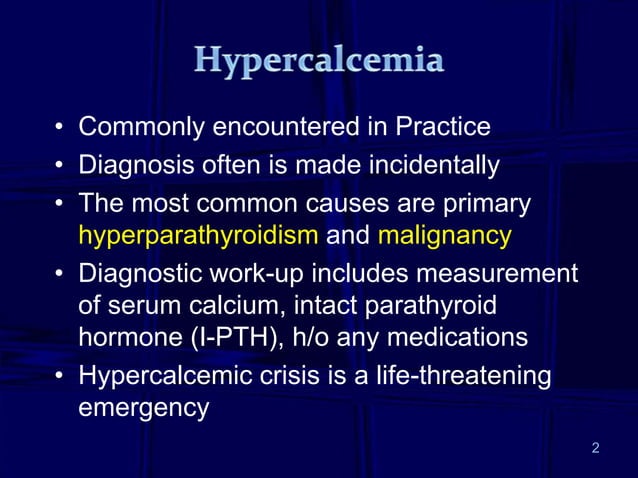 Hypercalcemia.ppt | Endocrine and Metabolic Diseases | Diseases and Conditions