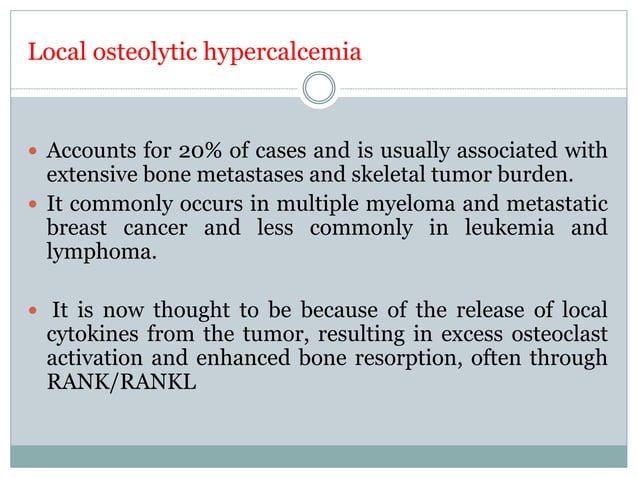 Hypercalcemia in malignancy | PPTX | Endocrine and Metabolic Diseases | Diseases and Conditions