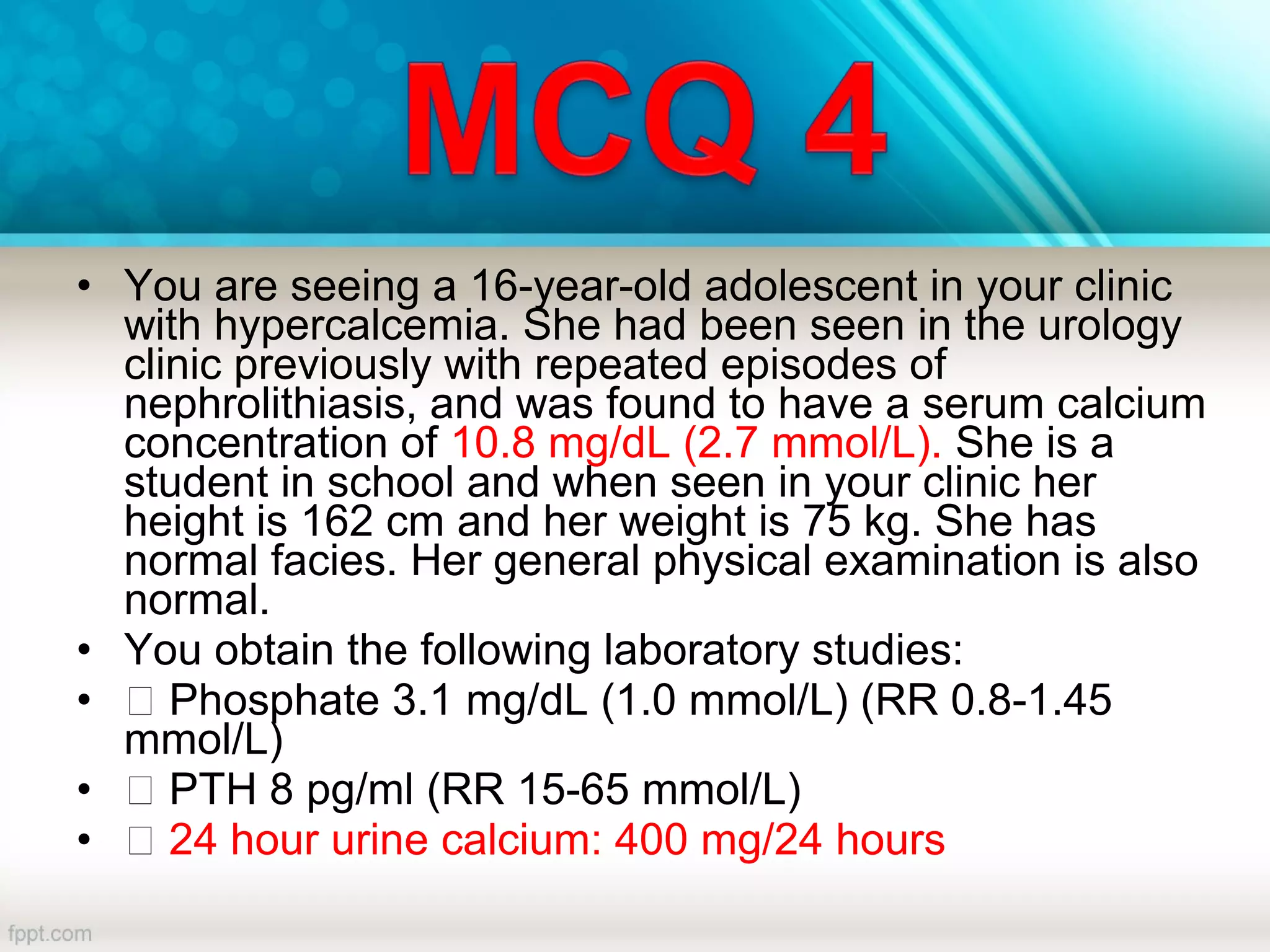 Hypercalcemia in children and adolescent | PPT