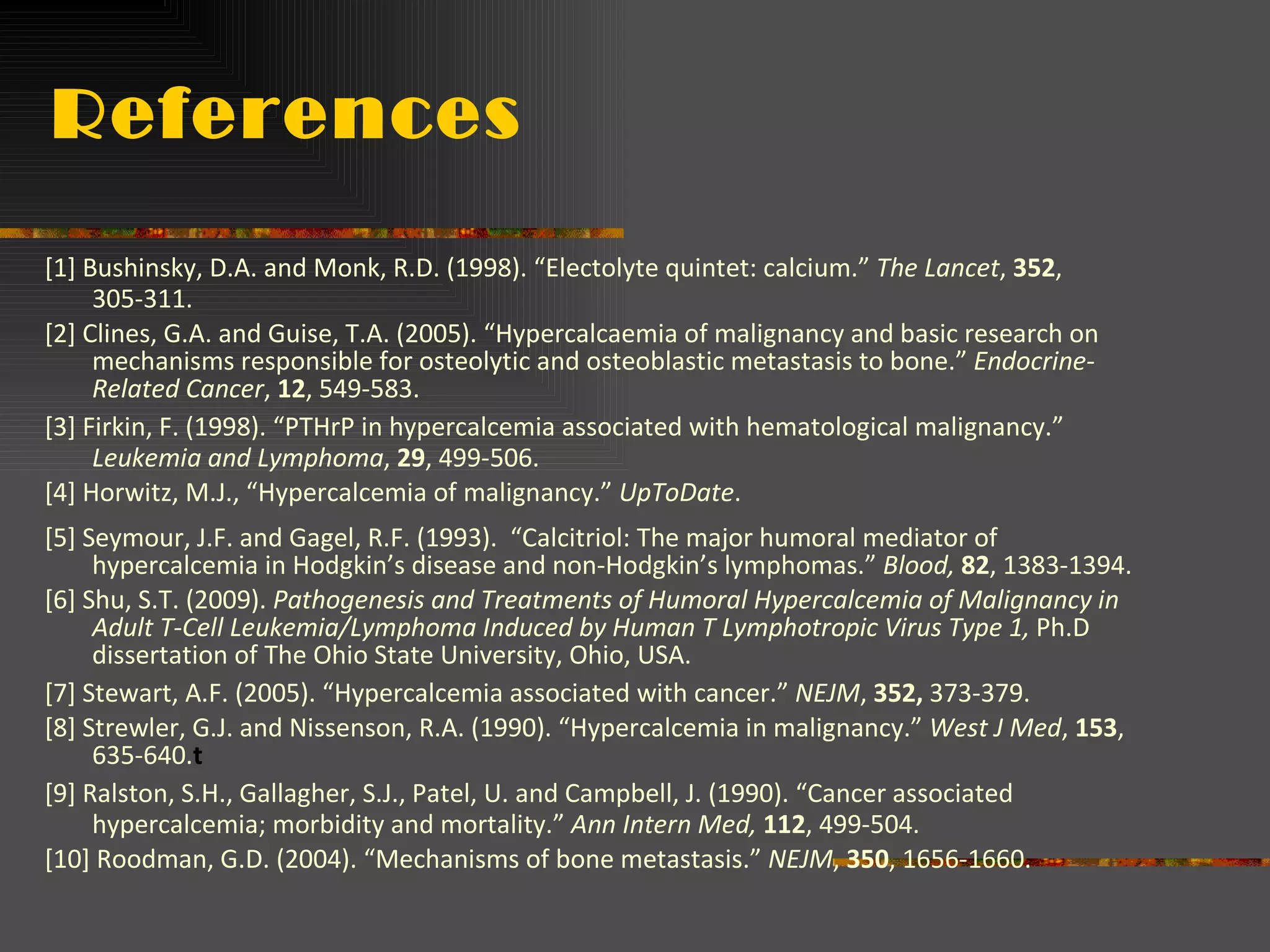 Hypercalcemia of malignancy | PPT