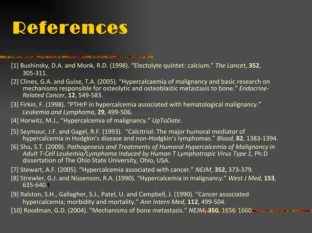 Hypercalcemia of malignancy | PPT | Endocrine and Metabolic Diseases | Diseases and Conditions