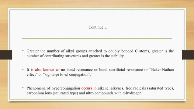 HYPERCONJUGATION PowerPoint slide useful for first prof | PPTX