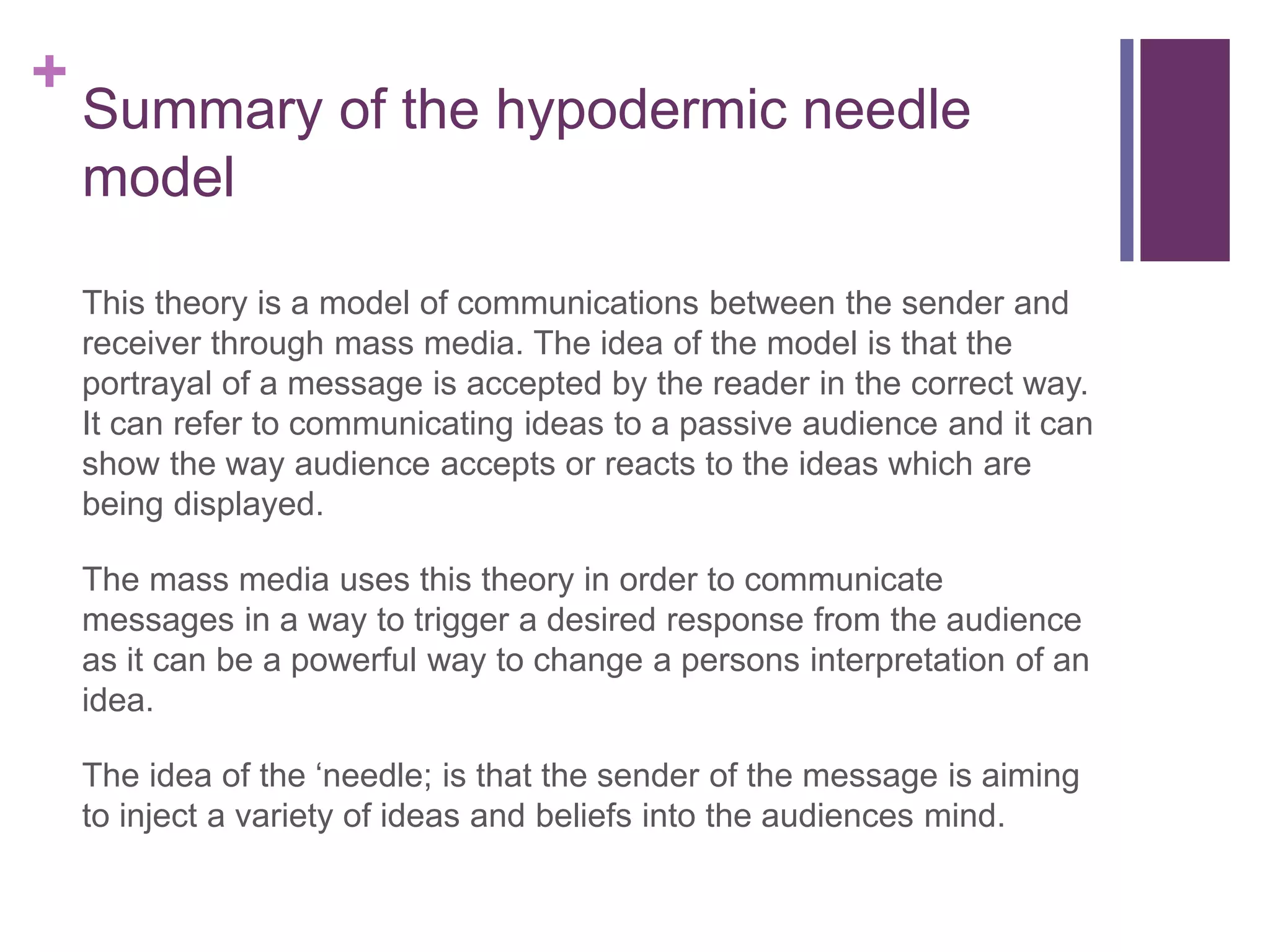 Hypodermic needle model | PPTX | Music | Entertainment