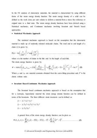 Hyperelastic material models in finite element analysis of polymers | DOCX