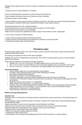 Hyperemesis Gravidarum, Preterm Labor Handouts | PDF