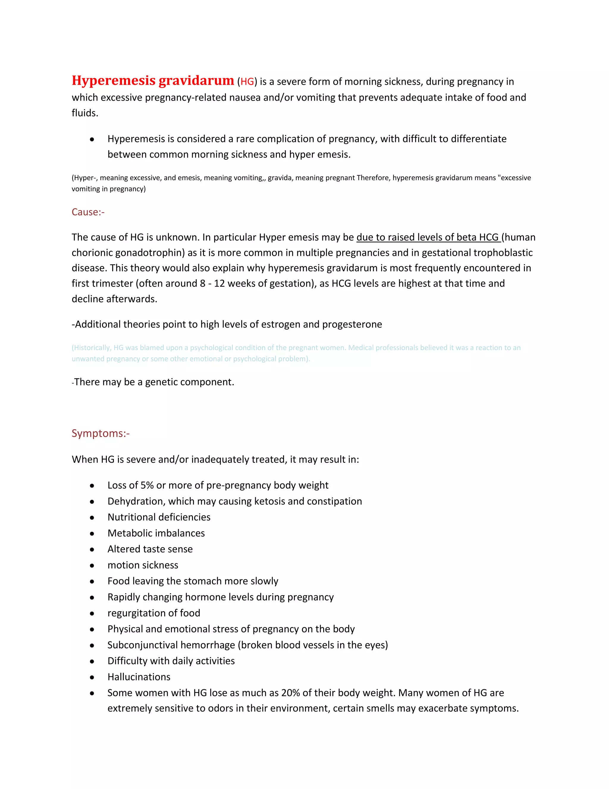 Hyperemesis gravidum | DOCX