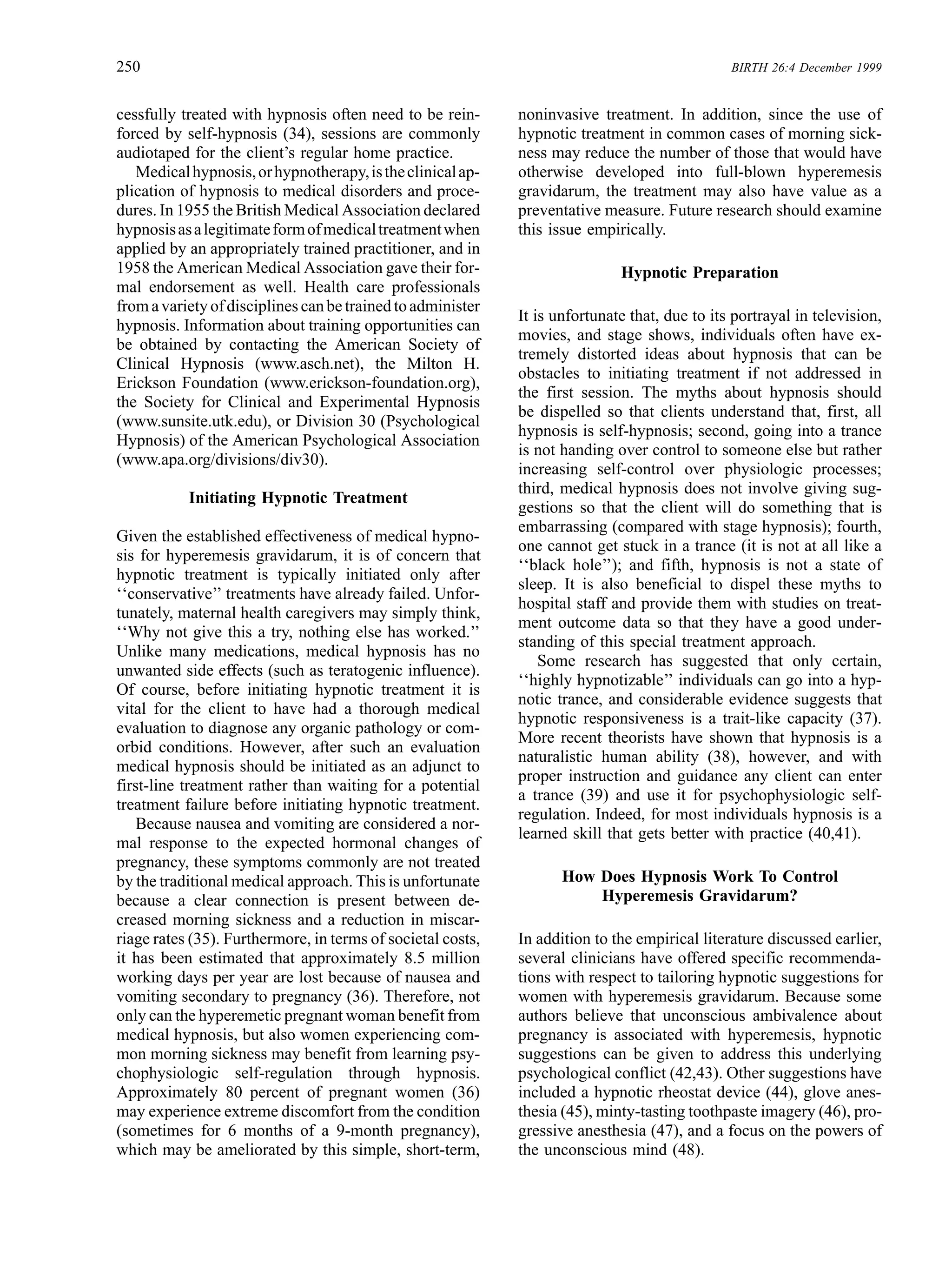 Hyperemesis hypnosis in Hyperemesis gravidarum | PDF