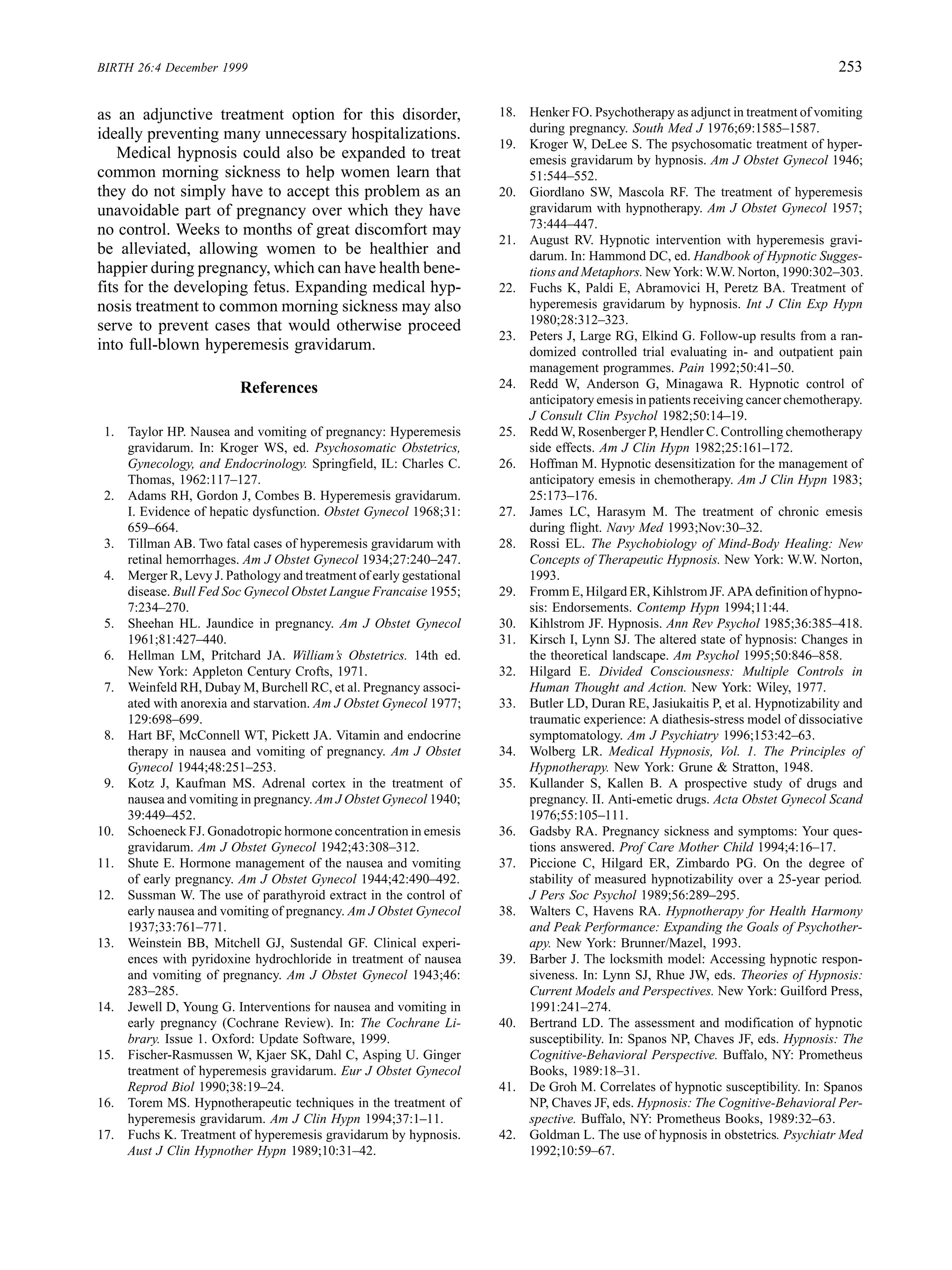 Hyperemesis hypnosis in Hyperemesis gravidarum | PDF
