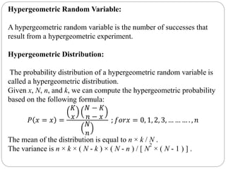 Hypergeometric probability distribution | PPTX