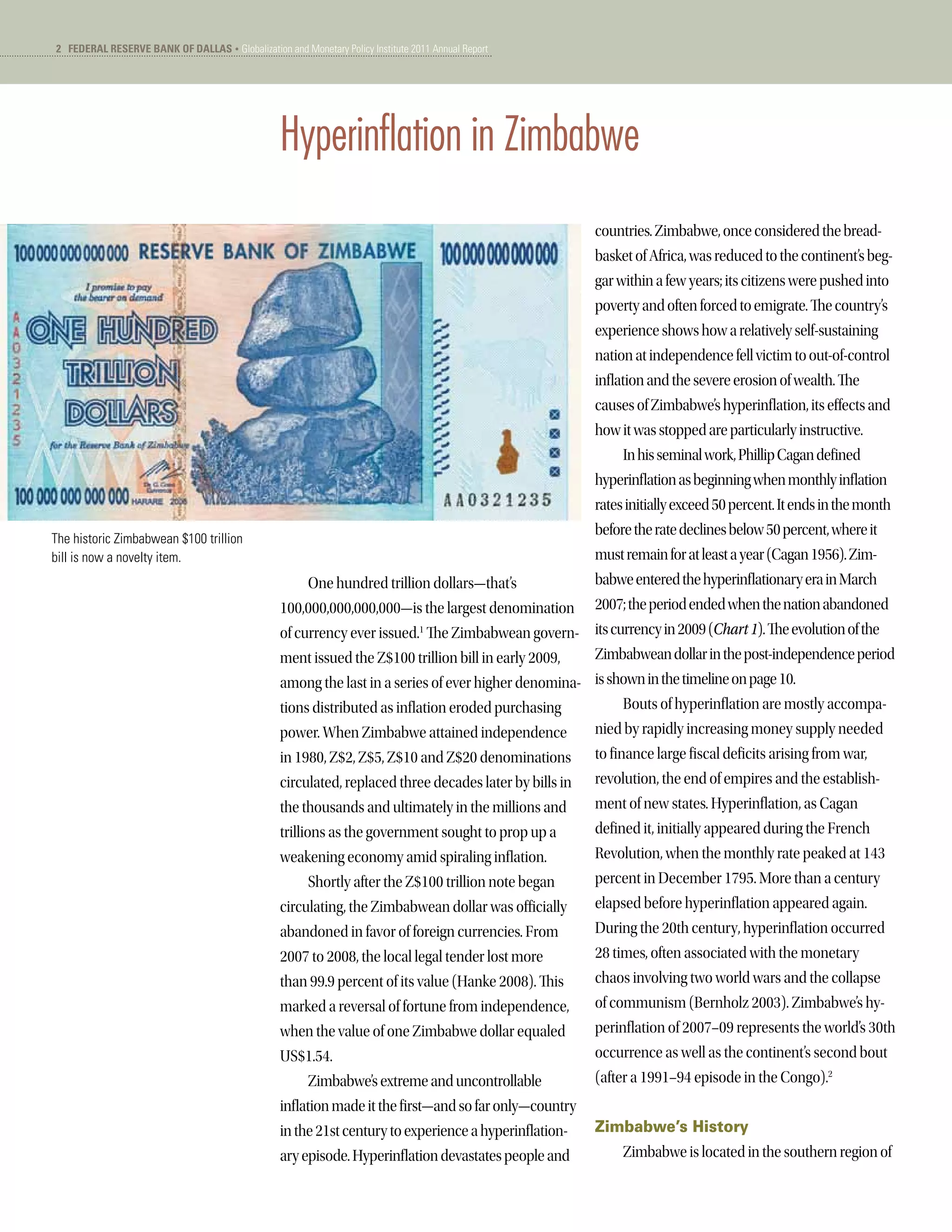 Hyperinflation in zimbabwe (dallas fed) | PDF