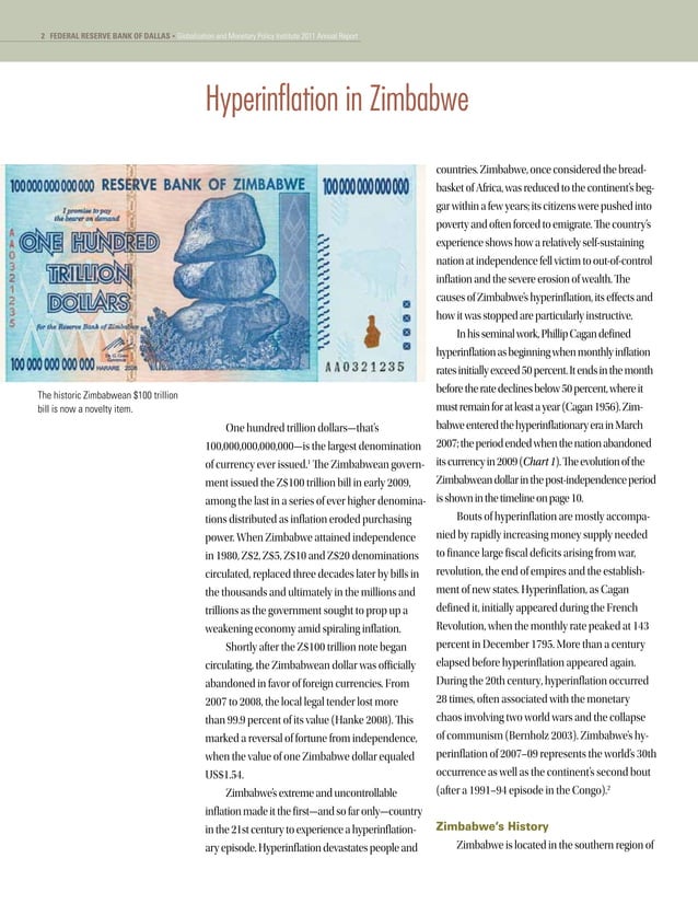 Hyperinflation in zimbabwe (dallas fed) | PDF