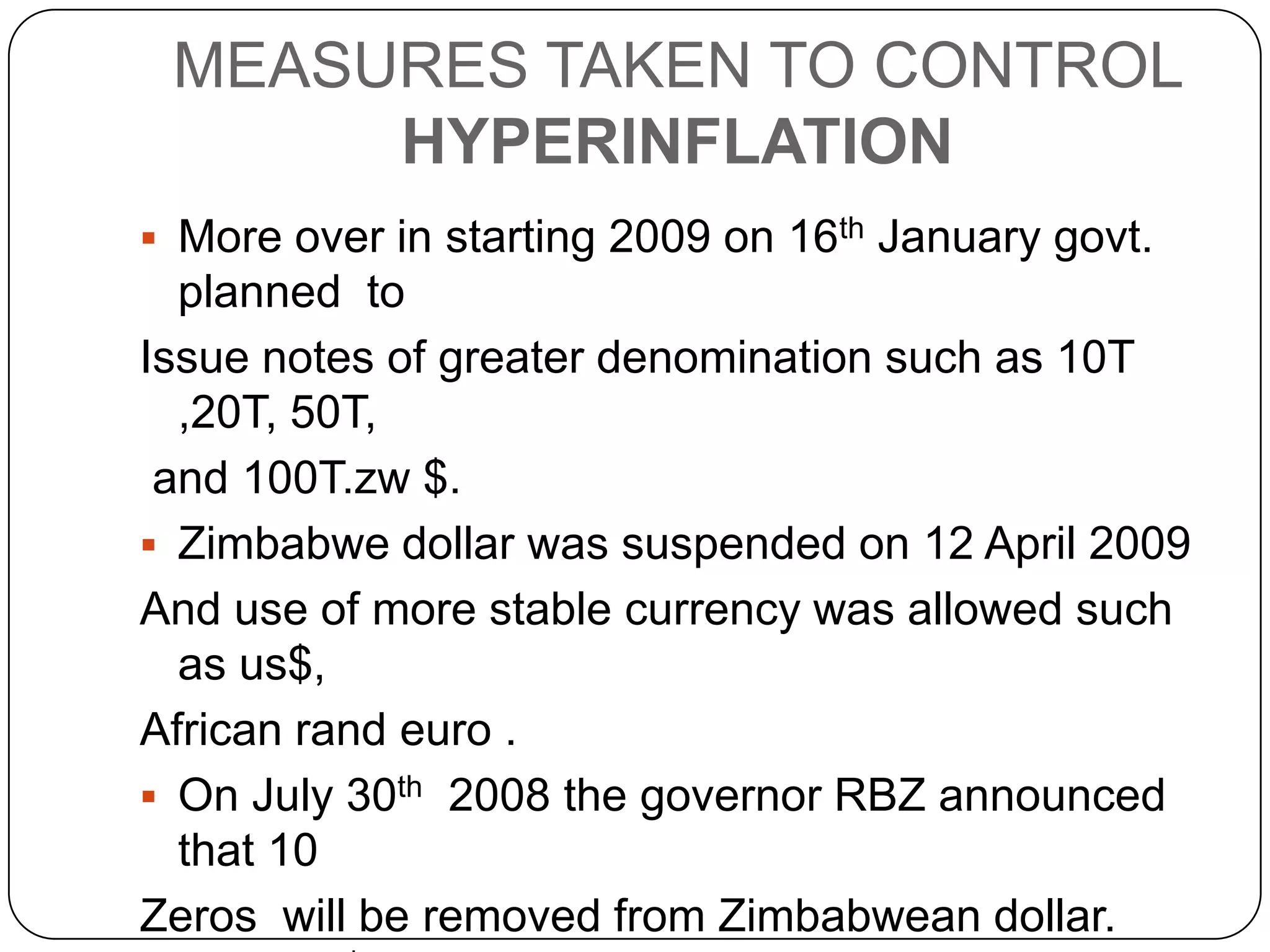 Hyperinflation in zimbabwe part 1 | PPTX