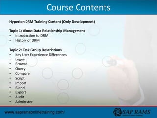 Hyperion DRM Online Training | Oracle Hyperion DRM Online Training | Hyperion DRM Online Course ...