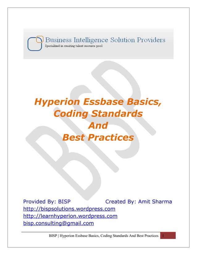 Hyperion essbase basics | DOC | Databases | Computer Software and Applications