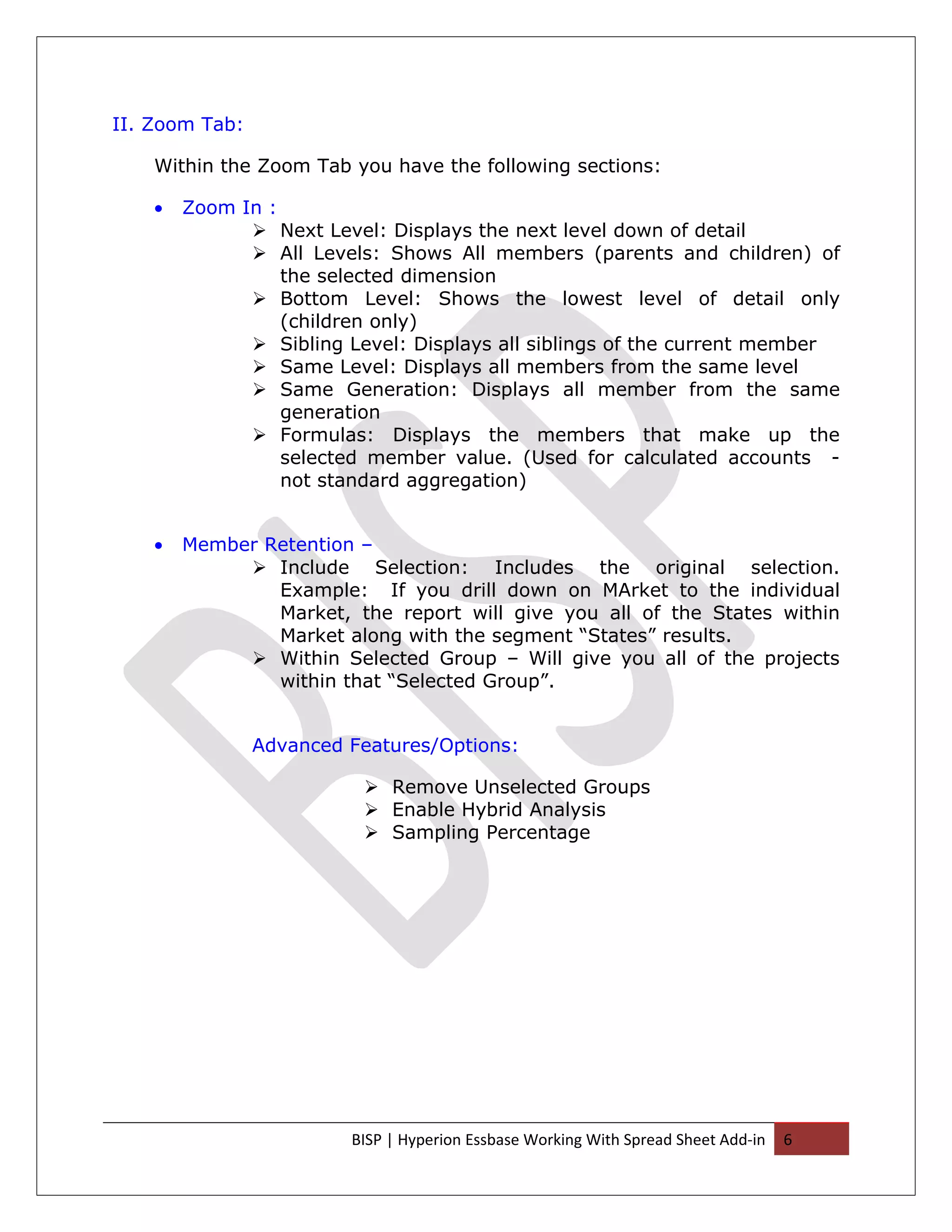 Hyperion essbase working with spread sheet | PDF