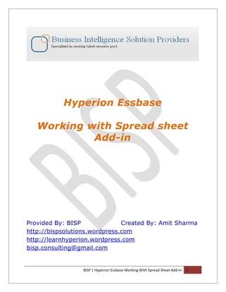 Hyperion essbase working with spread sheet | PDF