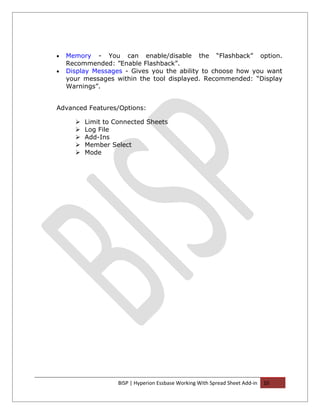 Hyperion essbase working with spread sheet | PDF