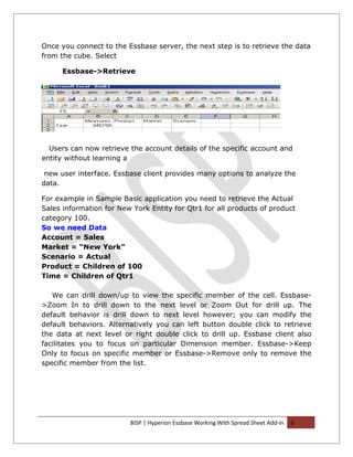 Hyperion essbase working with spread sheet | PDF